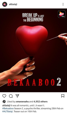 ALTBalaji unveils the posters of Bekaaboo Season 2 - Entertainment Surge
